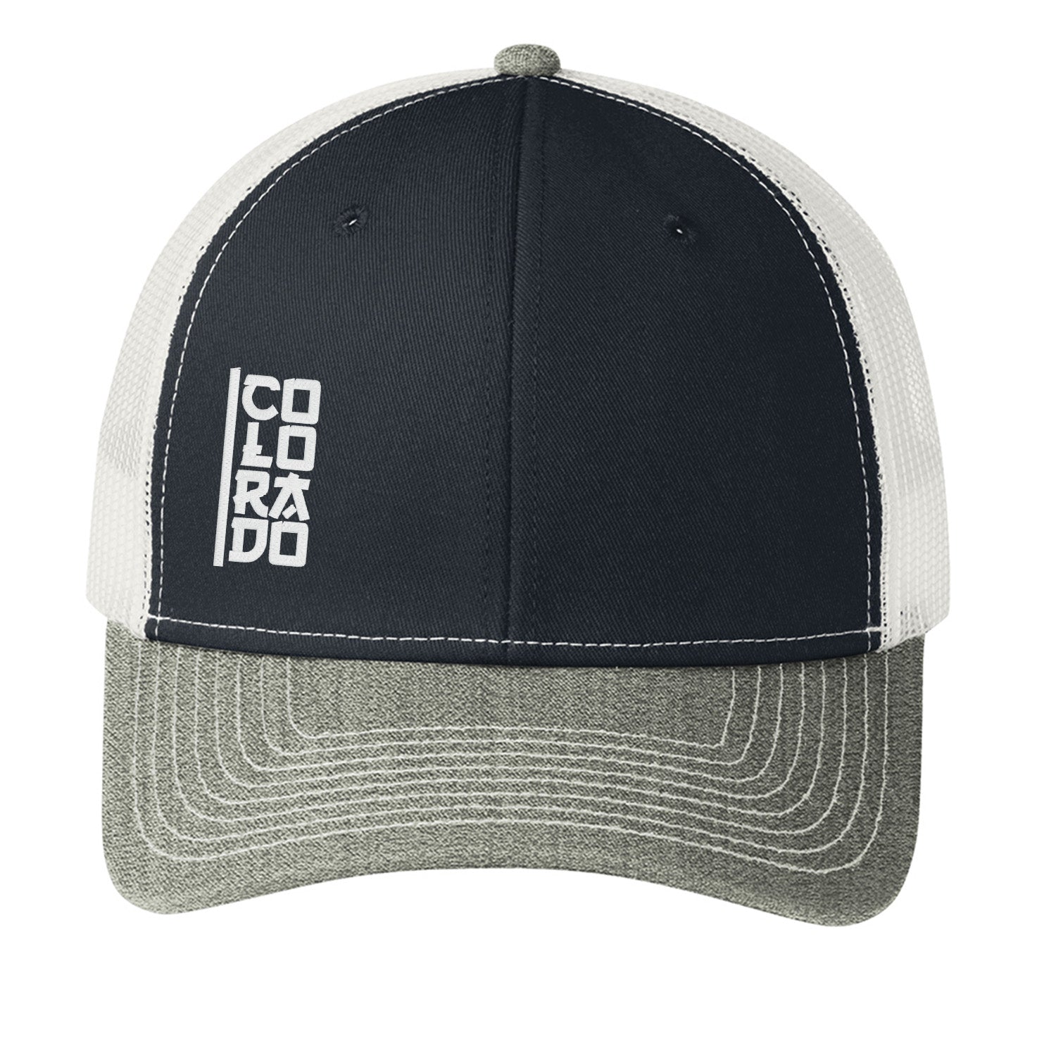 Colorado Vertical - Rich Navy/ Heather Grey/ White – Colorado Hat Company