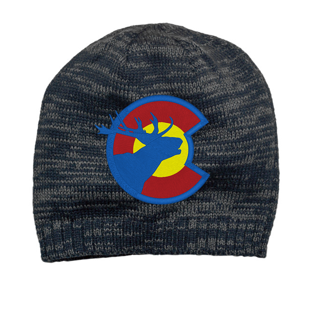 Limited Edition - CO Logo with Elk - Navy Charcoal Beanie – Colorado ...