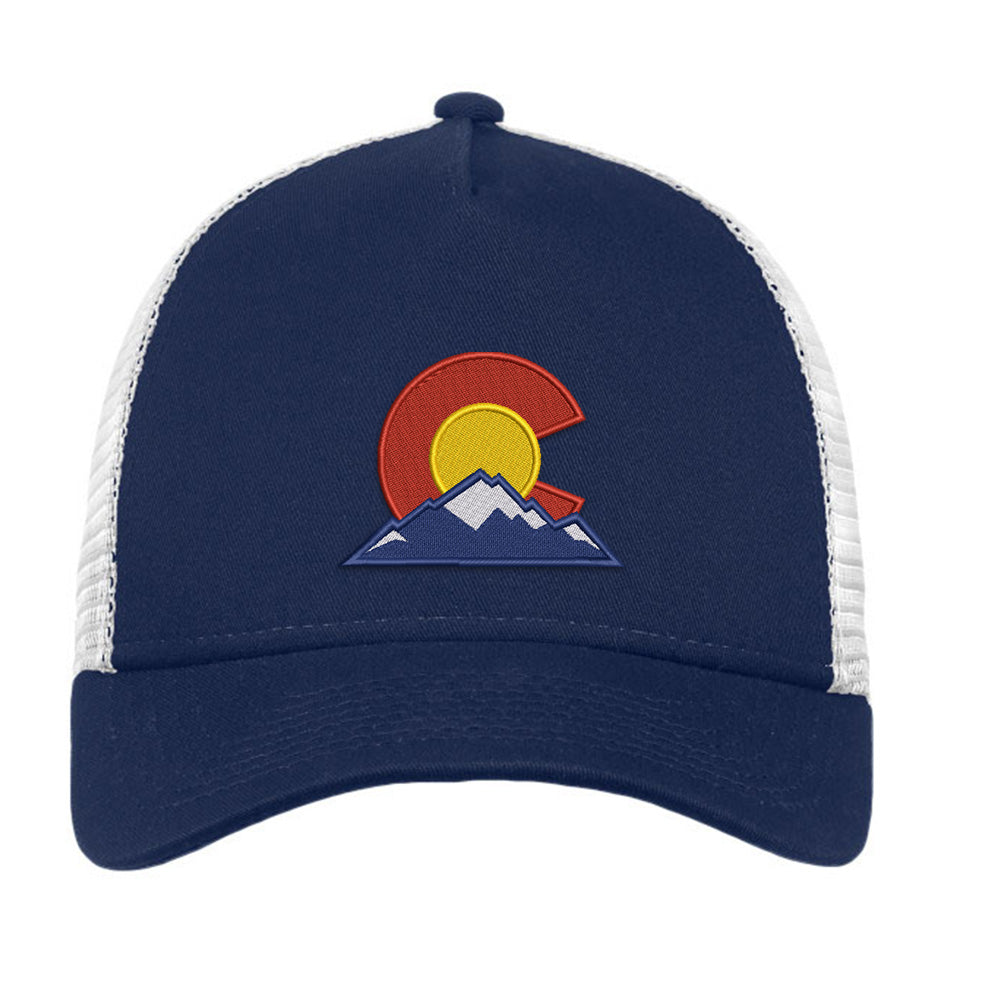 Colorado Mountain_Trucker - Deep Navy - White – Colorado Hat Company