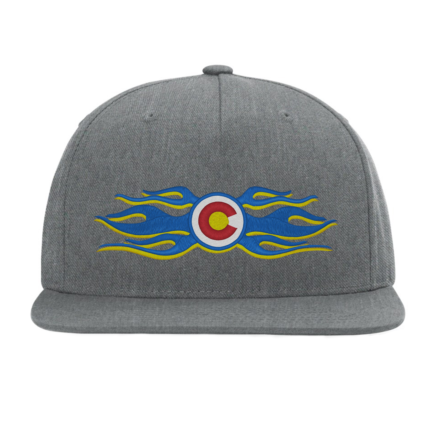 CO Flame Graphic - Flat Bill Snap Back Hat - Grey – Colorado Hat Company
