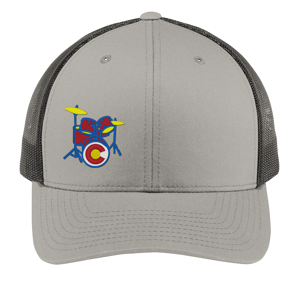 Colorado - Drum Set - Snap Back Trucker Hat - Graphite and Black ...